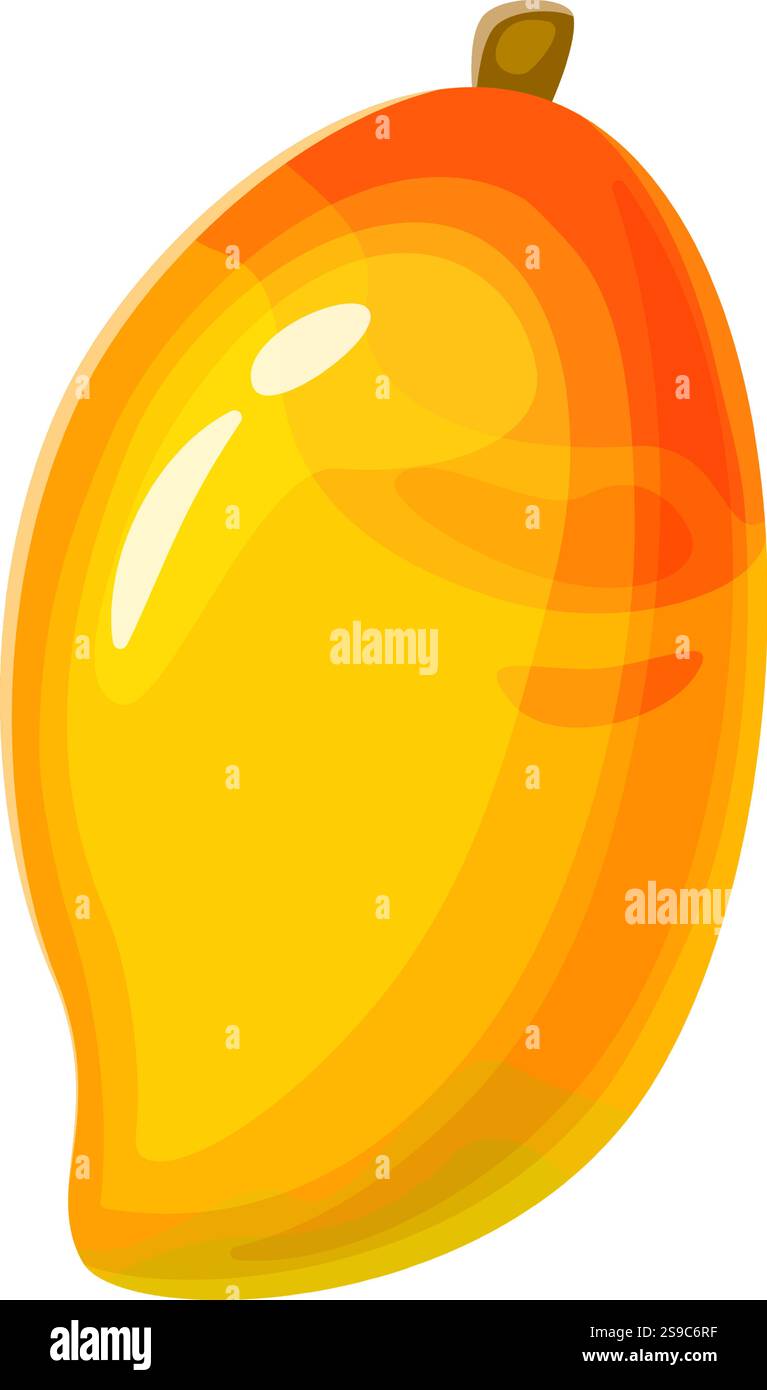Bright and colorful illustration depicting a ripe mango with smooth ...