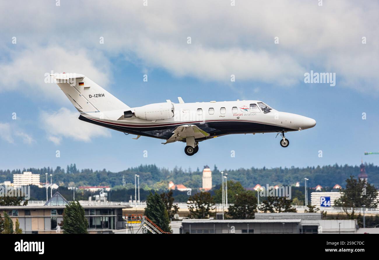 Munich, Germany, 17th Sep 2024: An Aerowings Cessna 525 CitationJet is ...