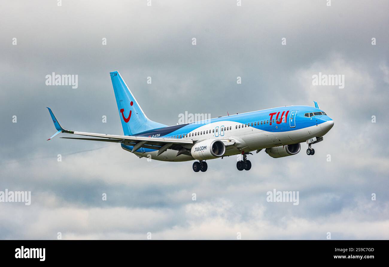 Munich, Germany, 17th Sep 2024: A Boeing 737-8K5 from TUI Fly is on its ...