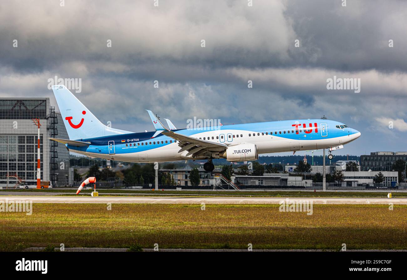 Munich, Germany, 17th Sep 2024: A Boeing 737-8K5 from TUI Fly is on its ...