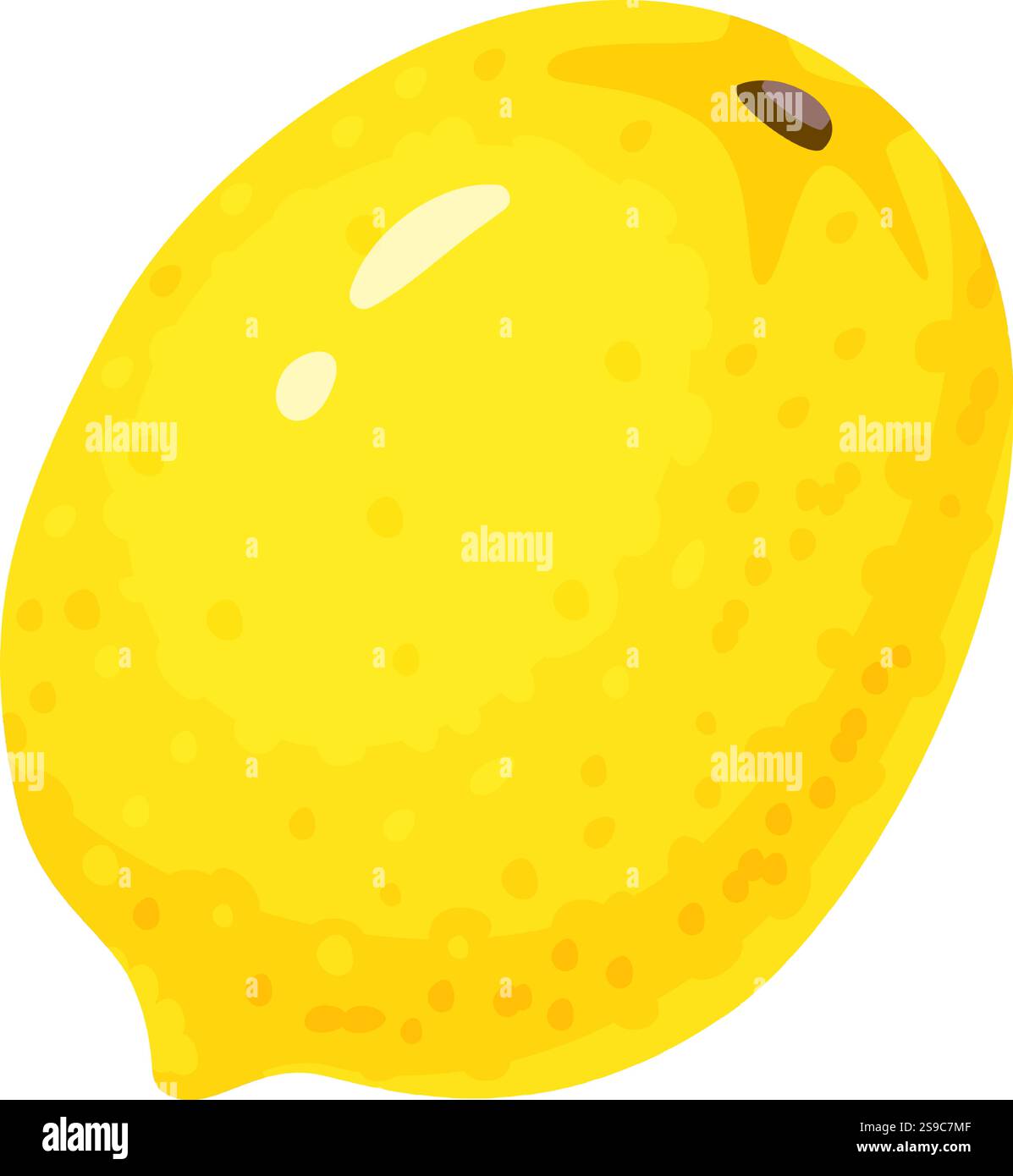 Vivid illustration of a single bright yellow lemon showcasing detailed ...