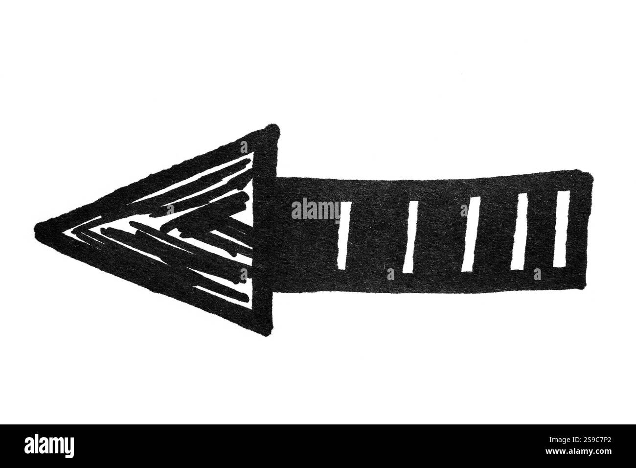 Black and white image single arrow pointing to left Stock Photo - Alamy