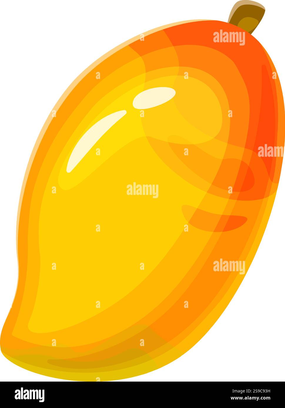 Cartoon illustration depicting a ripe mango with a vibrant gradient ...