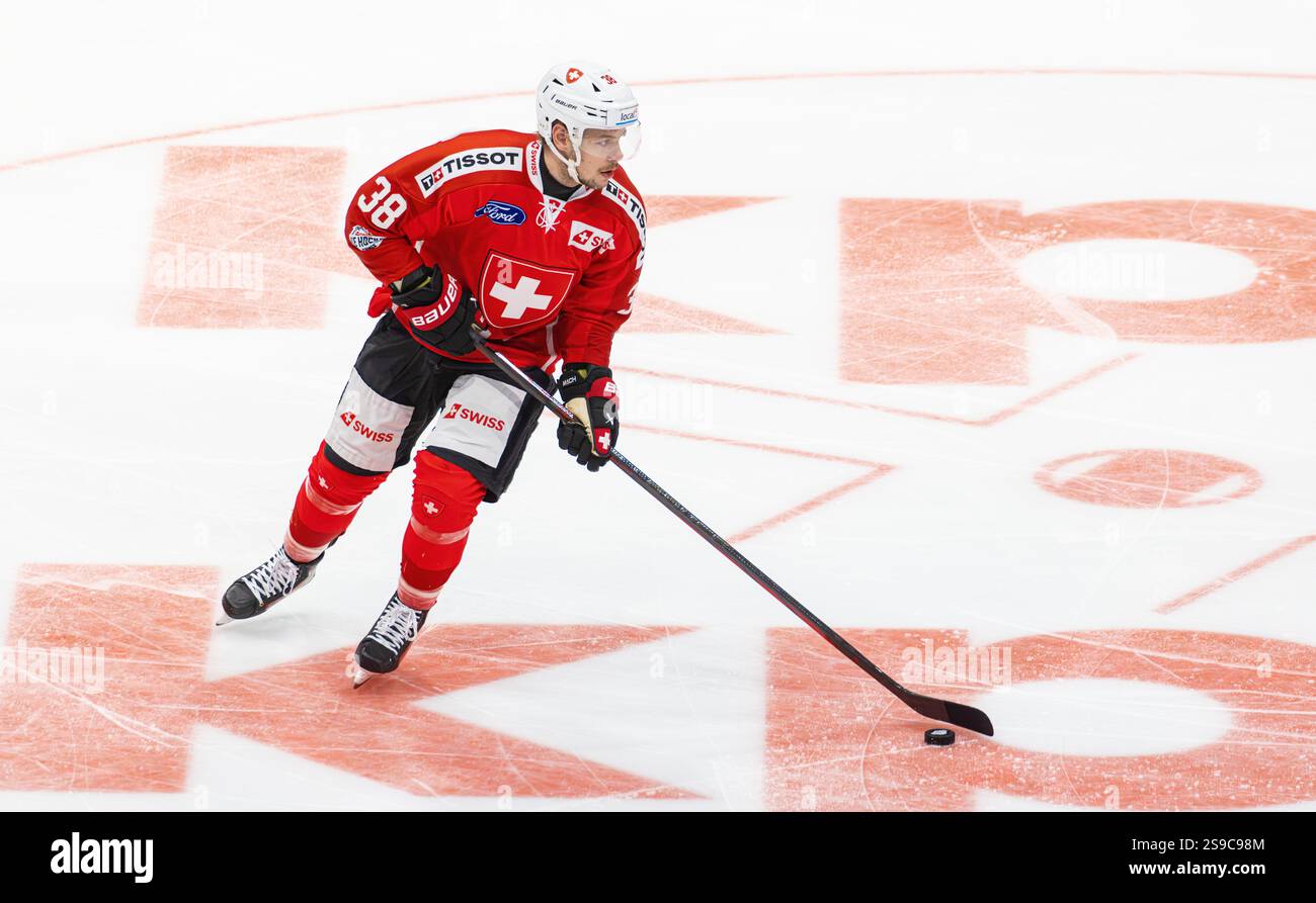 Fribourg, Switzerland, 14th Dec 2024: #38 Lukas Frick, defender Swiss ...