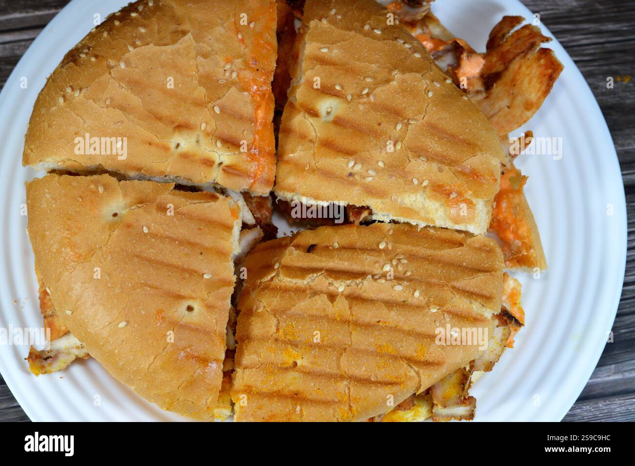 four quarters of a Syrian Maria shawarma chicken pie, Chicken Shawarma ...
