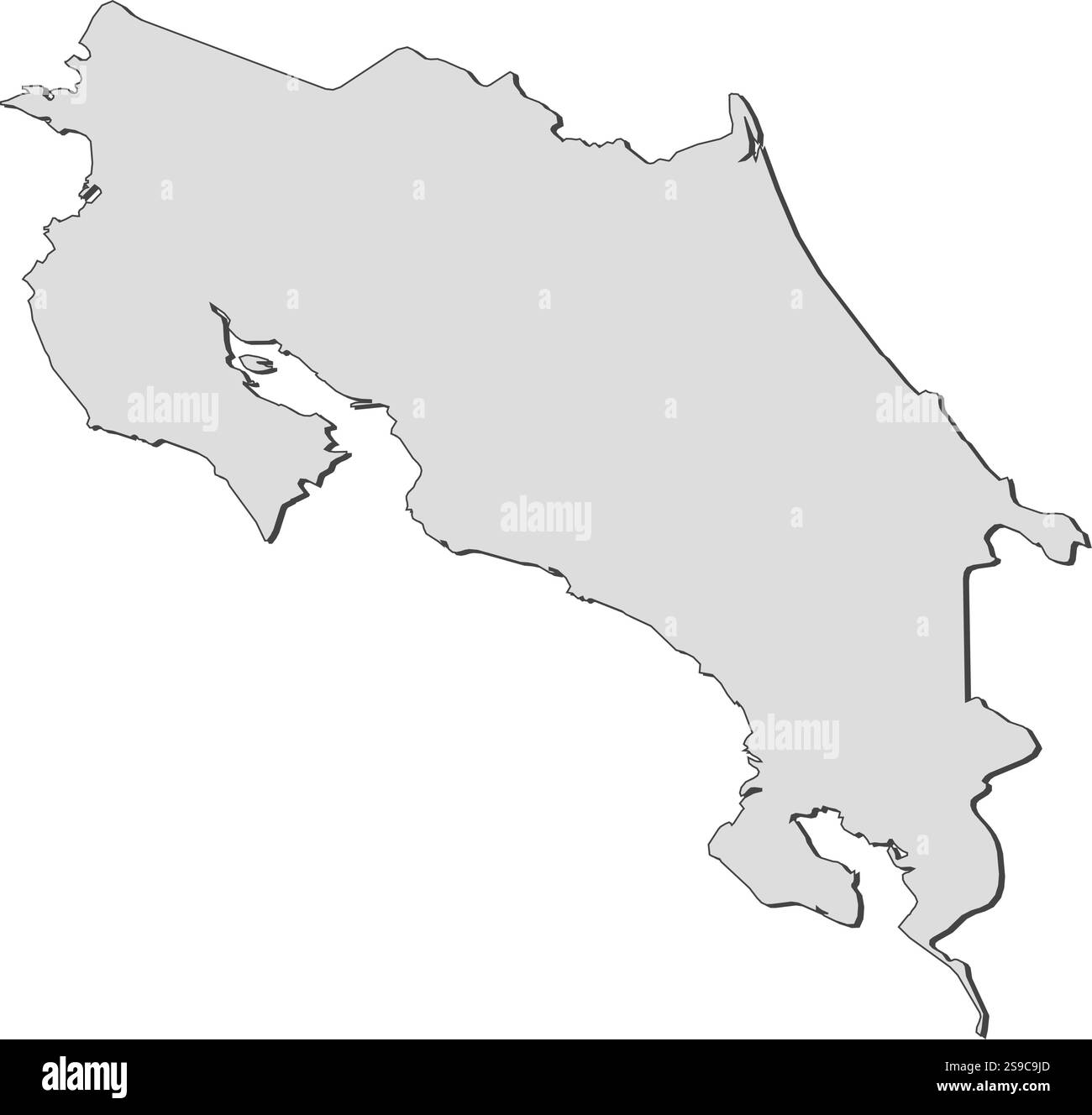 Map of Costa Rica, filled in gray Stock Vector Image & Art - Alamy