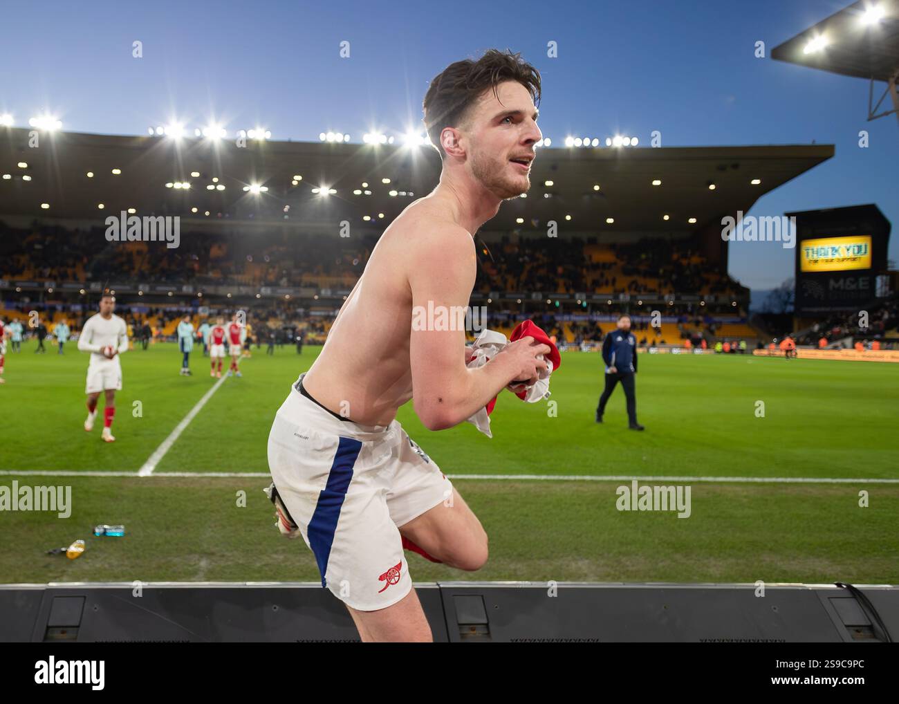 Wolverhampton, England, 25th January 2025. Declan Rice of Arsenal ...