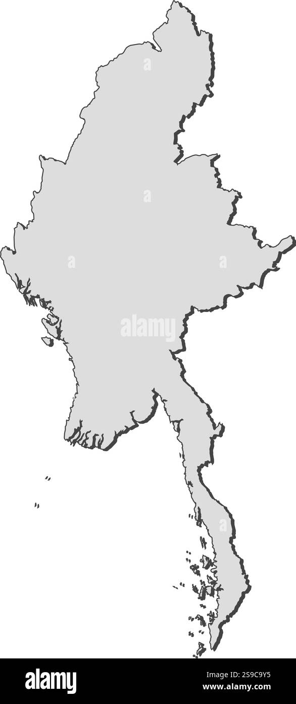 Map of Myanmar, filled in gray Stock Vector Image & Art - Alamy