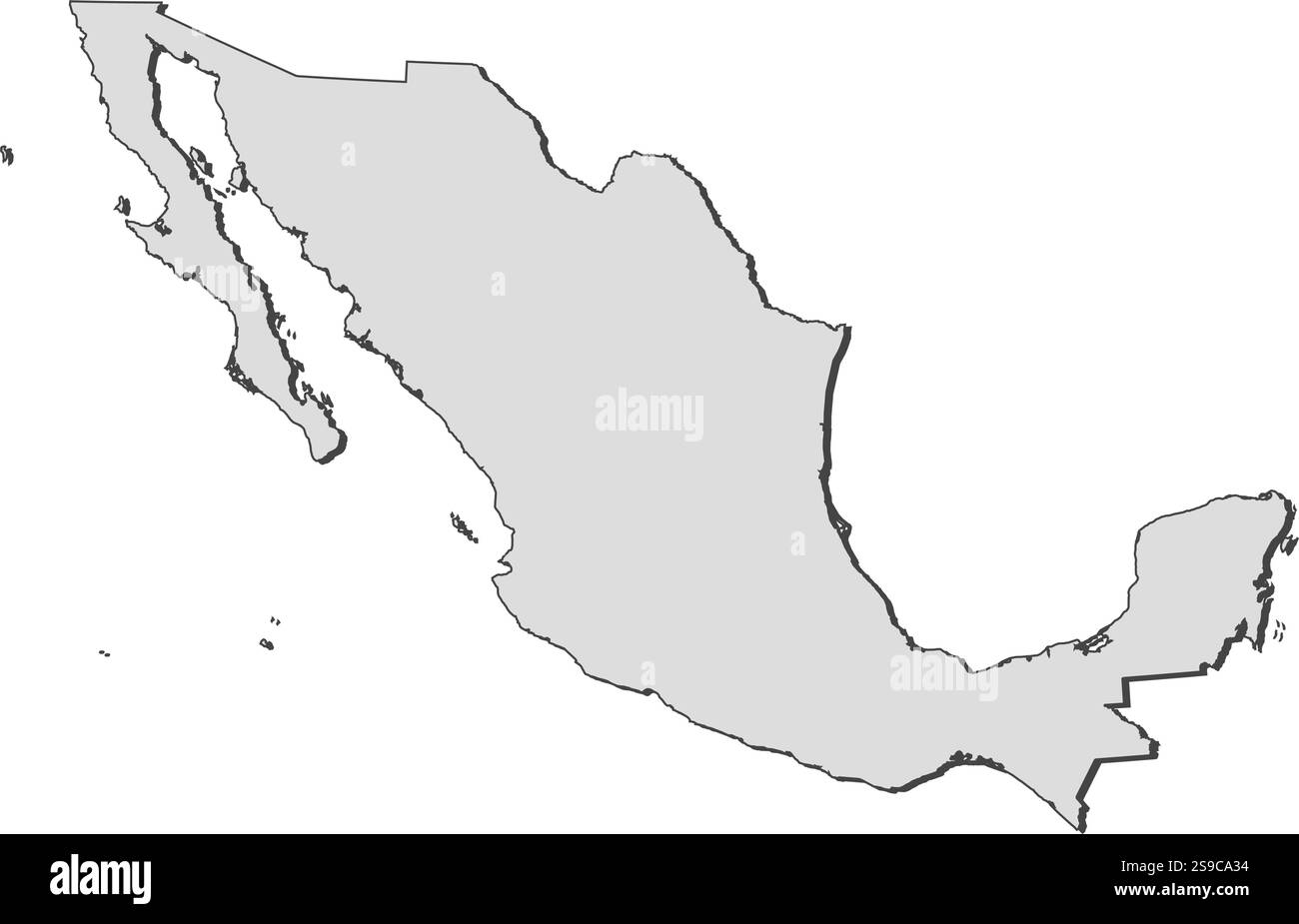 Map of Mexico, filled in gray Stock Vector Image & Art - Alamy