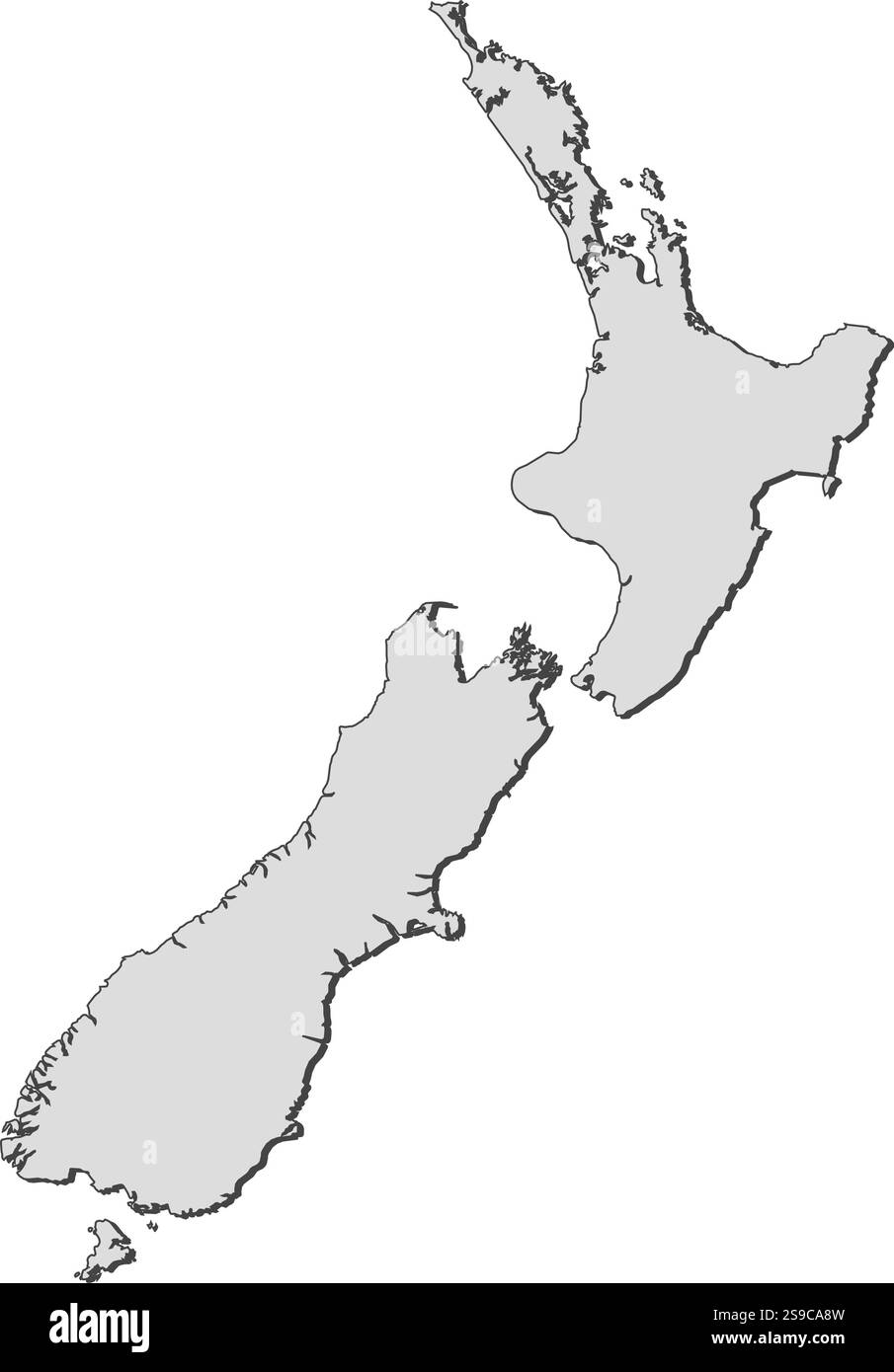 Map of New Zealand, filled in gray Stock Vector Image & Art - Alamy