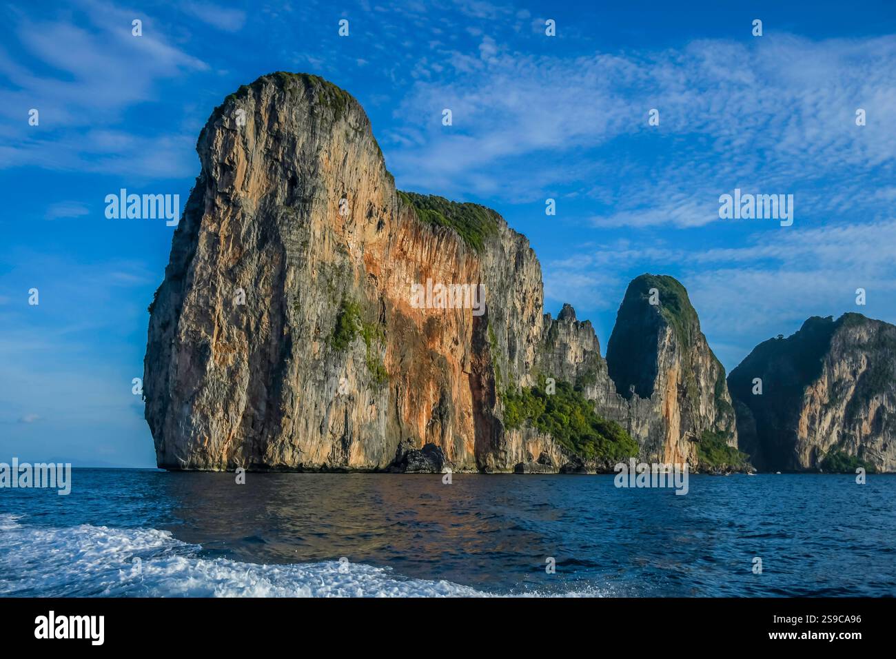 Limestone cliff formation of Maya bay near phi phi island Thailand ...