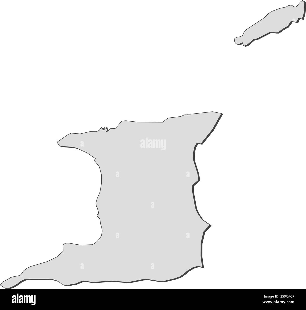 Map of Trinidad and Tobago, filled in gray Stock Vector Image & Art - Alamy