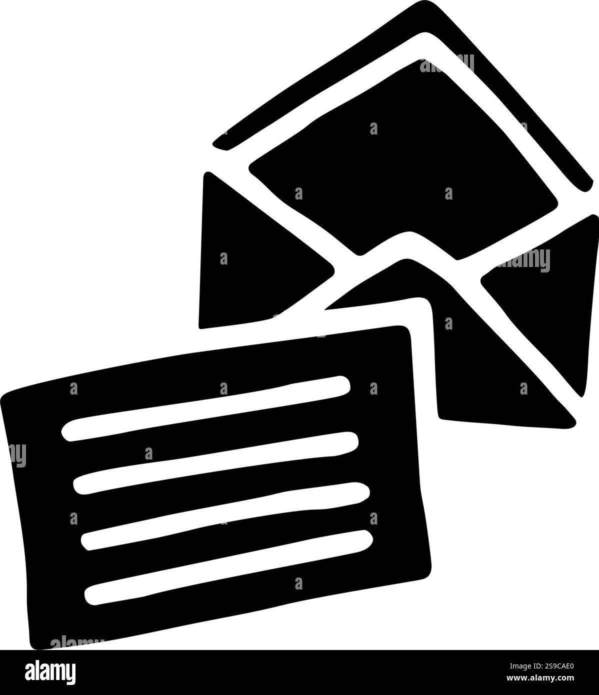 Doodle letter and envelope hand drawn in flat style. Isolated on white ...