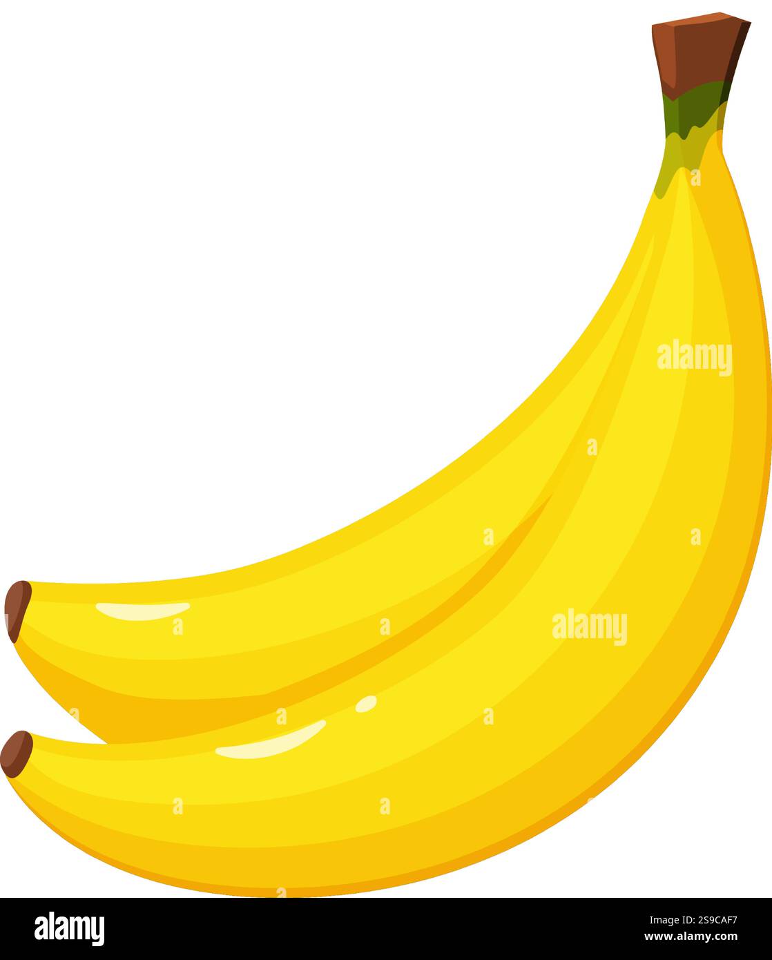 Two ripe yellow bananas creating an appealing arrangement on a bright ...