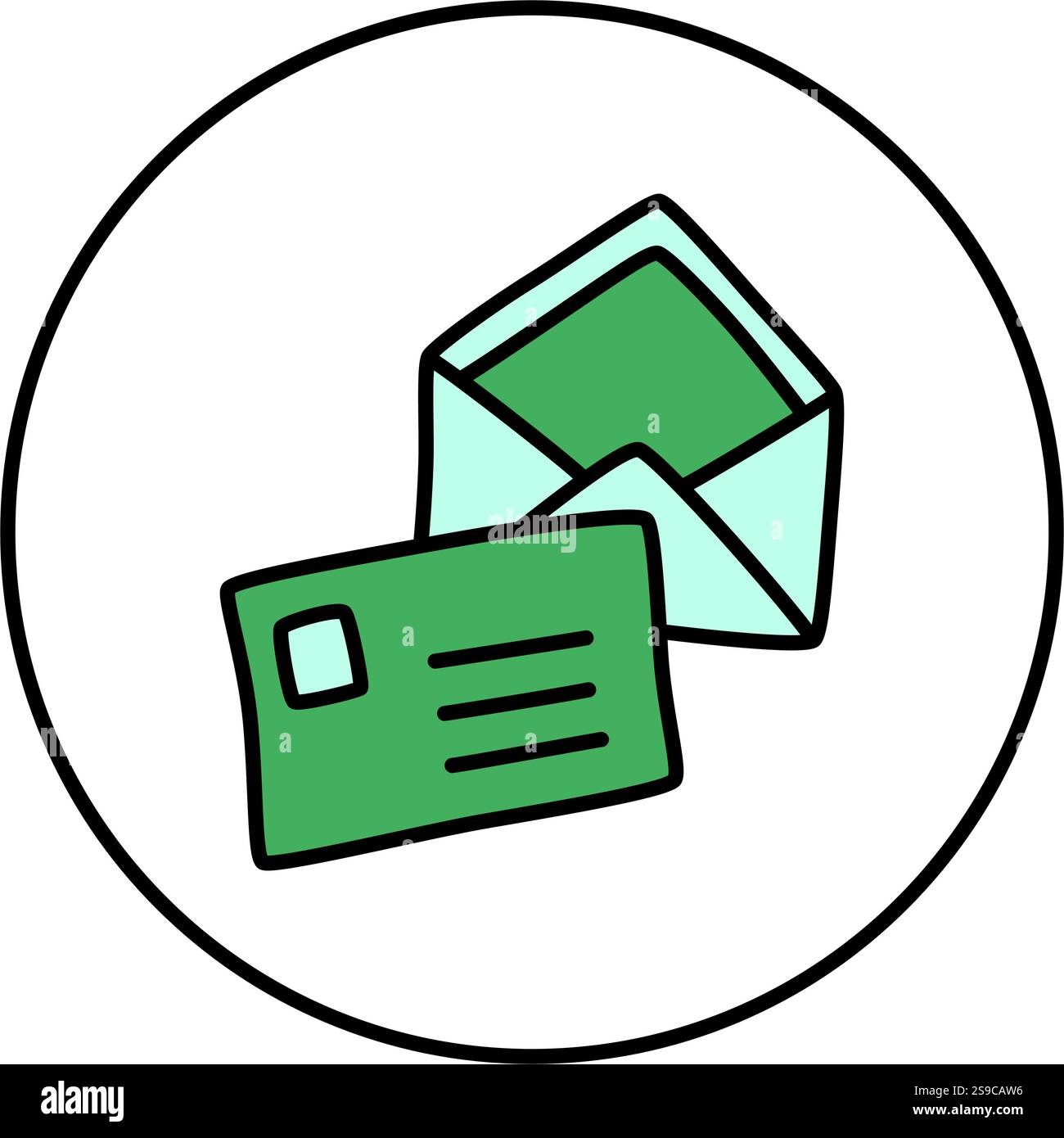 Doodle Open envelope with letter icon hand drawn with thin line in ...