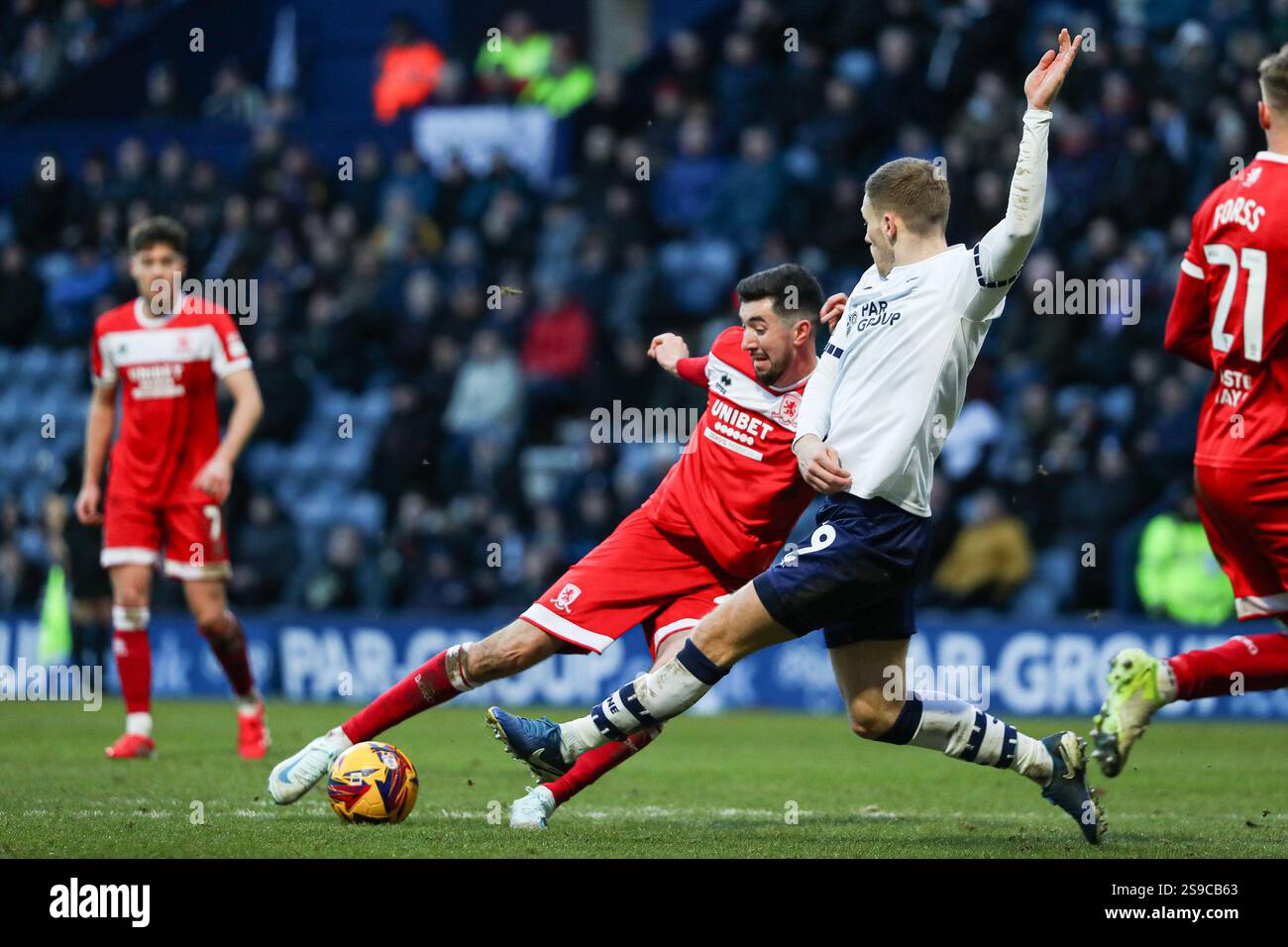 Finn Azaz of Middlesbrough cuts inside during the Sky Bet Championship ...