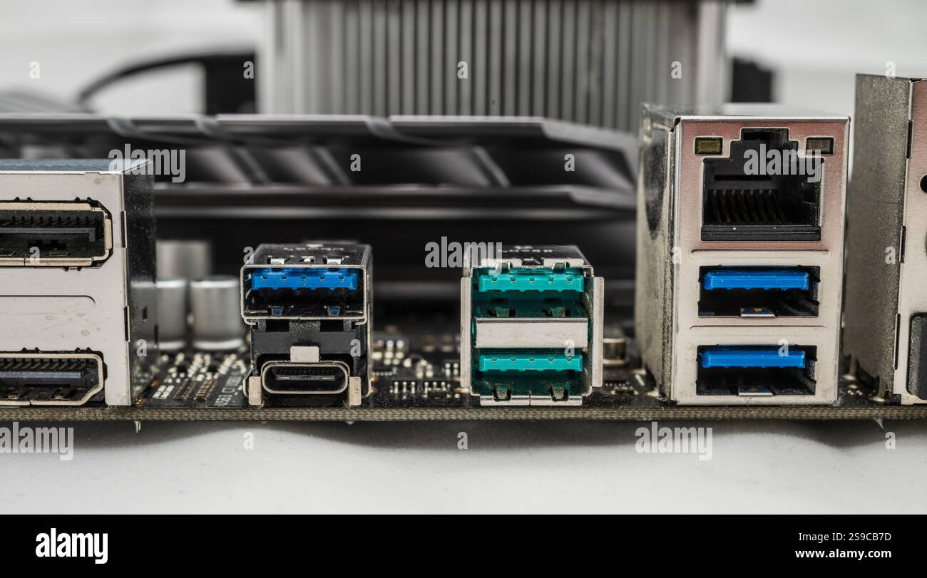USB ports of a computer motherboard Stock Photo - Alamy
