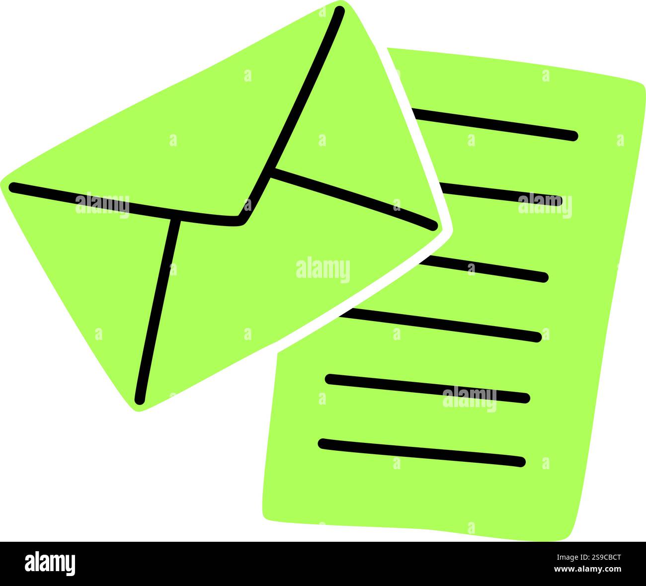Doodle Open envelope with letter icon hand drawn in a modern ...