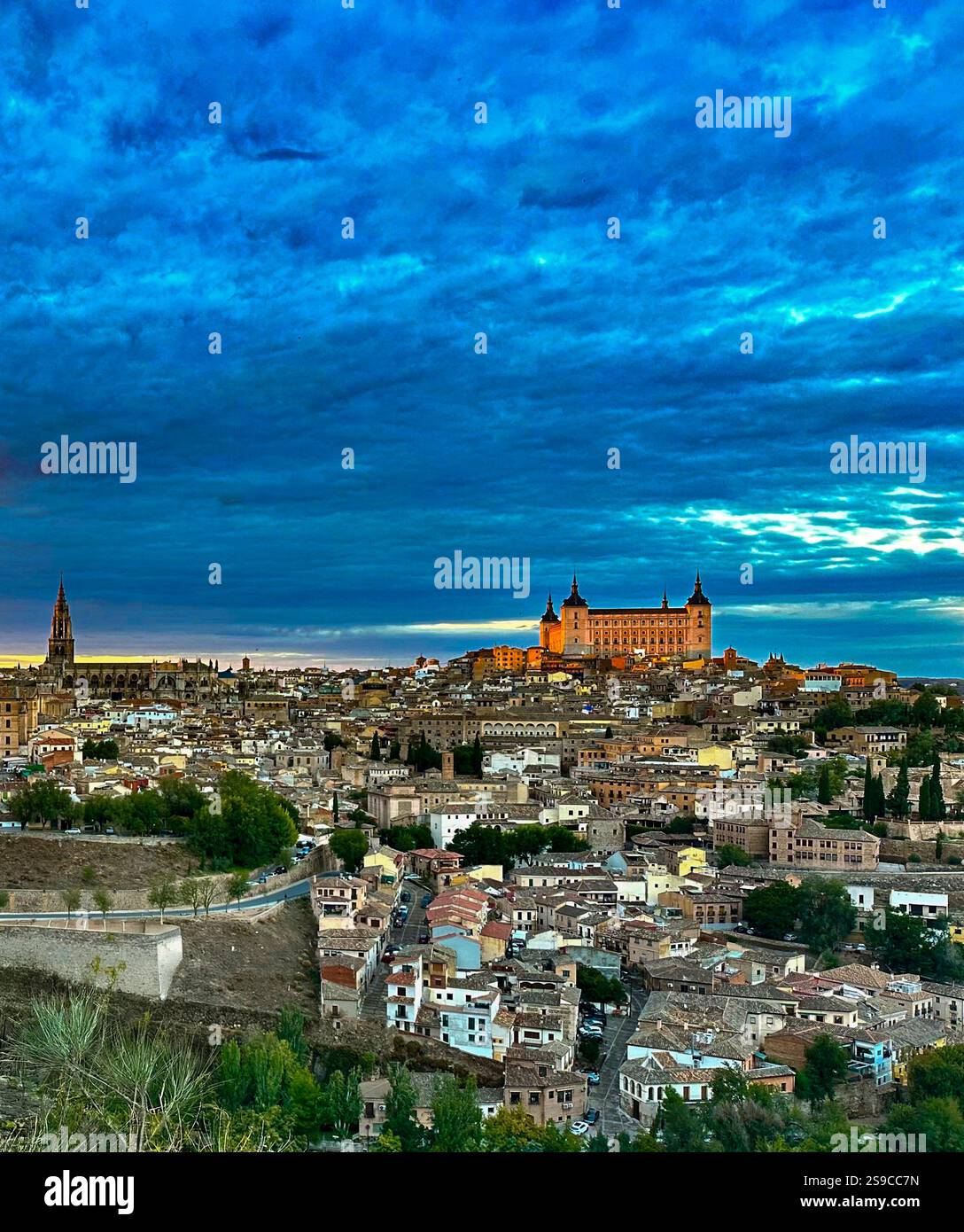 Dusk Photograph of the UNESCO World Heritage City of Toledo, Spain. The ...