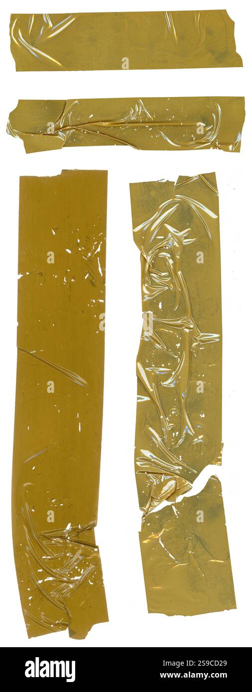 Brown packaging tape set isolated on white background. Crumpled ...