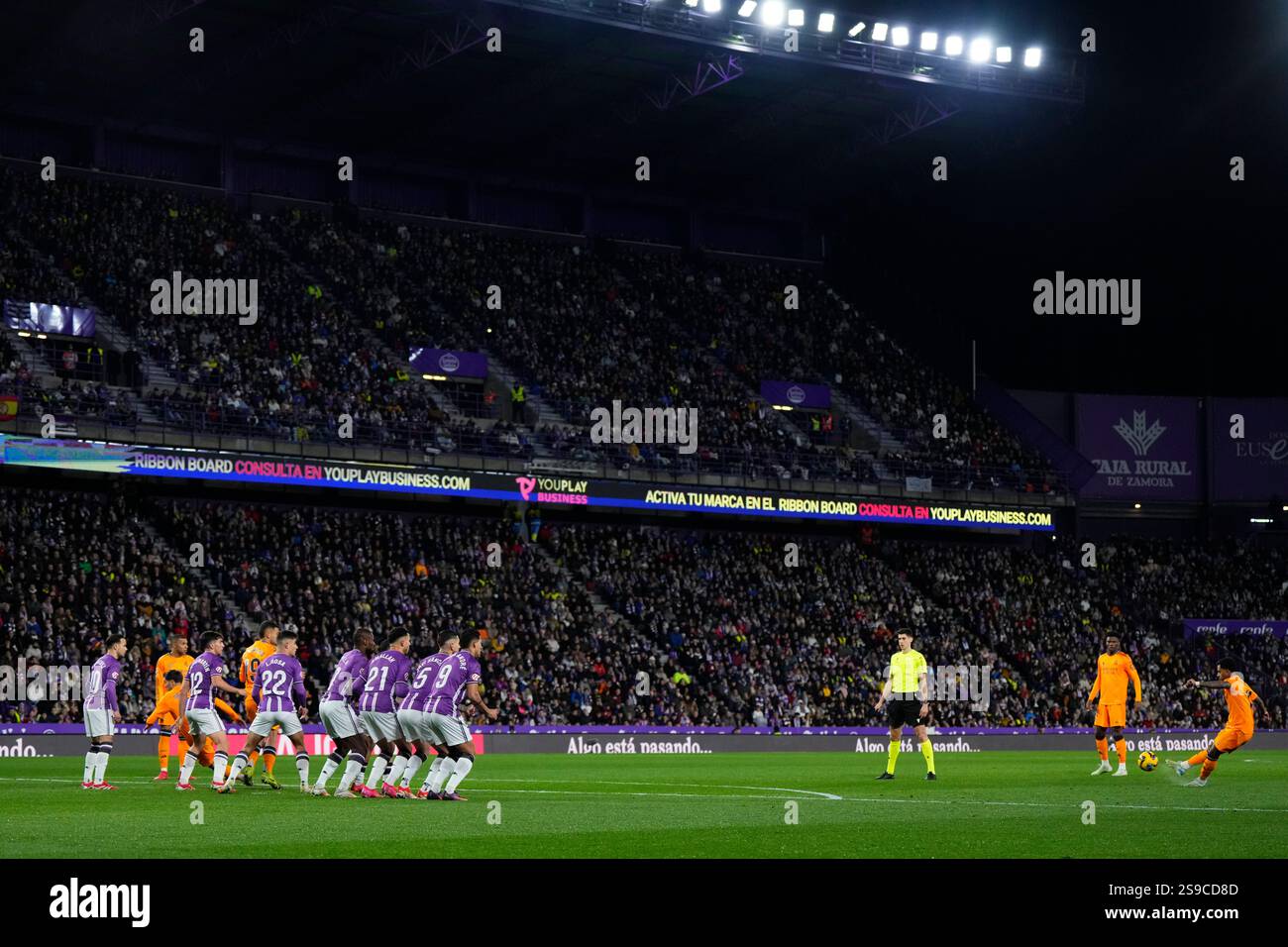 Real Madrid's Rodrygo kicks a free kick during the Spanish La Liga ...