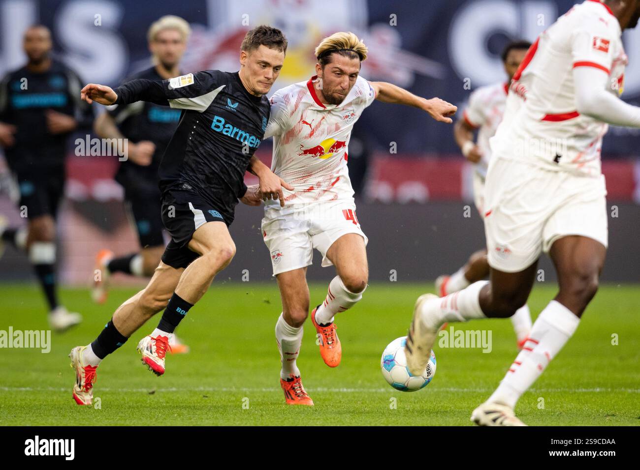 Leipzig, Germany. 25th, January 2025. Florian Wirtz (10) of Bayer ...