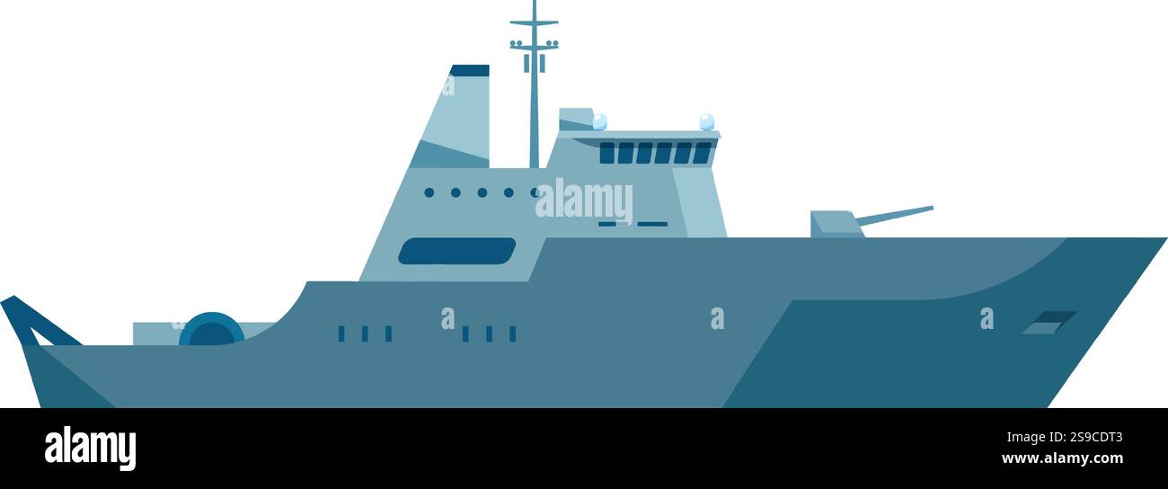 Illustration of a sleek, modern naval warship showcasing advanced ...