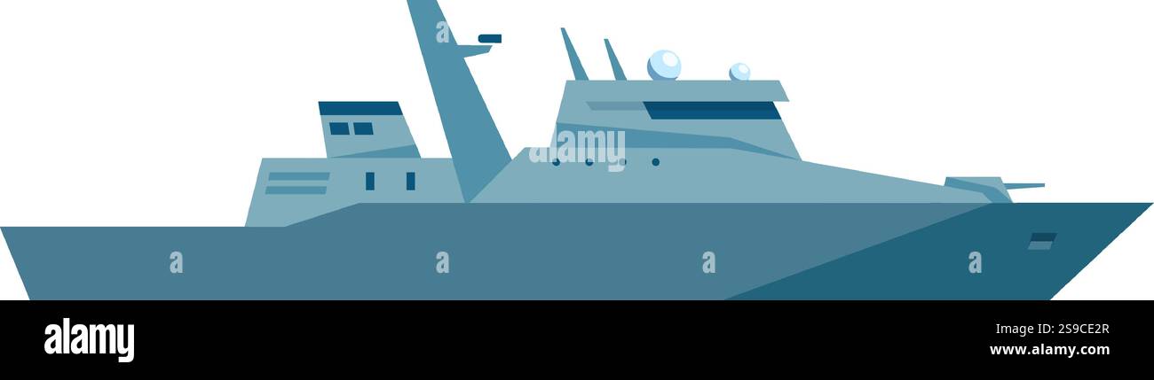 Modern warship equipped with advanced radar and weaponry, patrolling ...