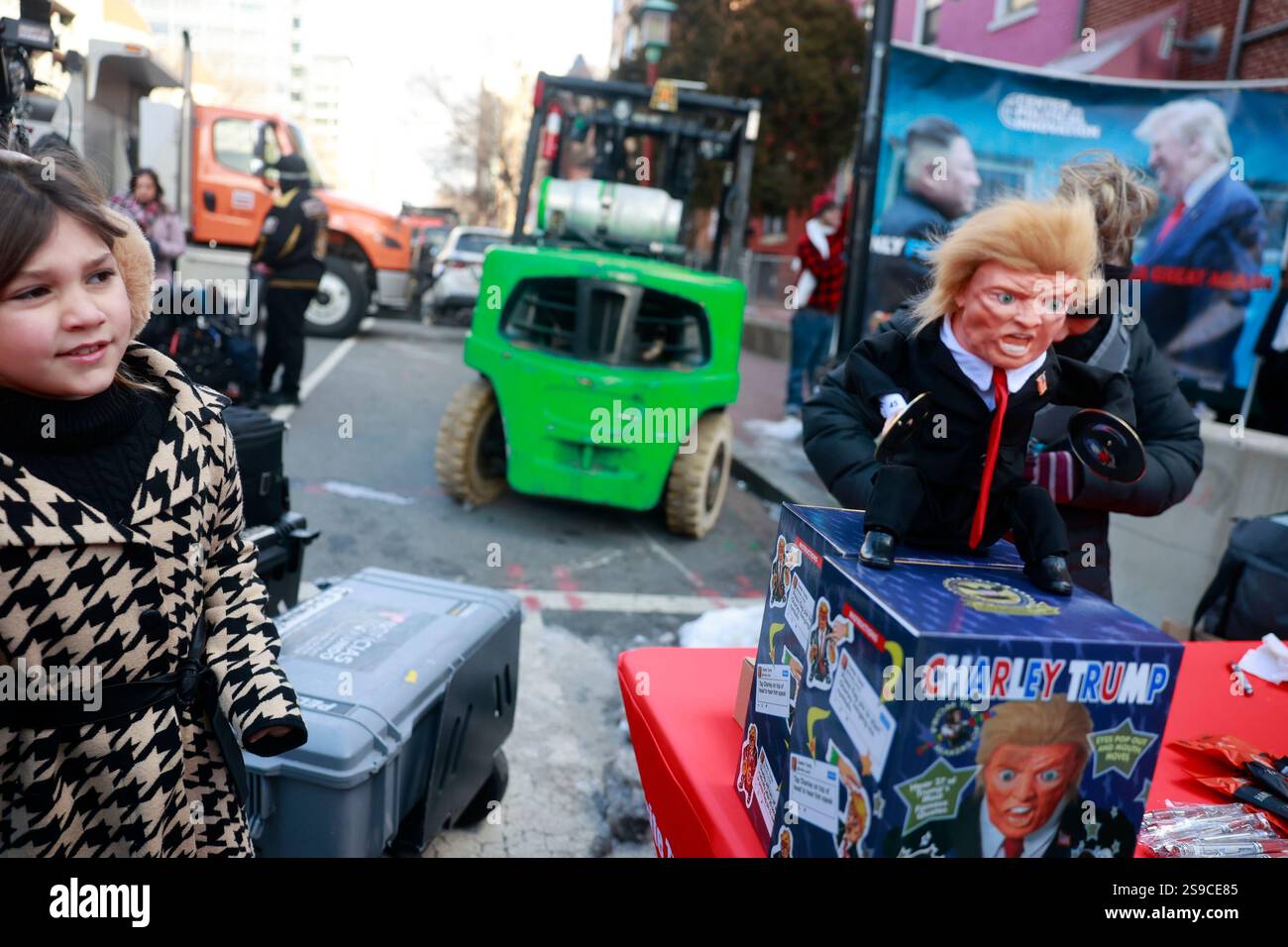 Vendors sell Charley Trump doll merchandise on Inauguration Day. Trump ...