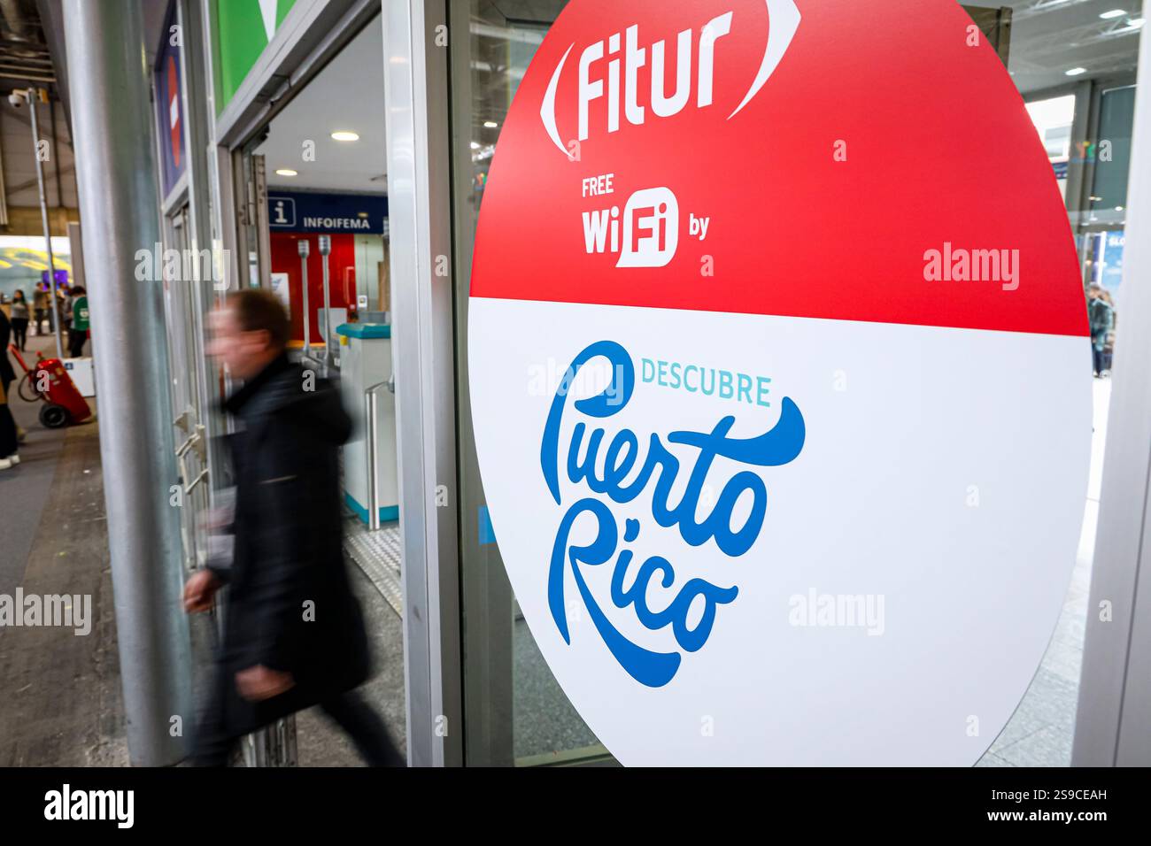Madrid, Spain. 24th January, 2025. Official sign of Fitur and Puerto ...
