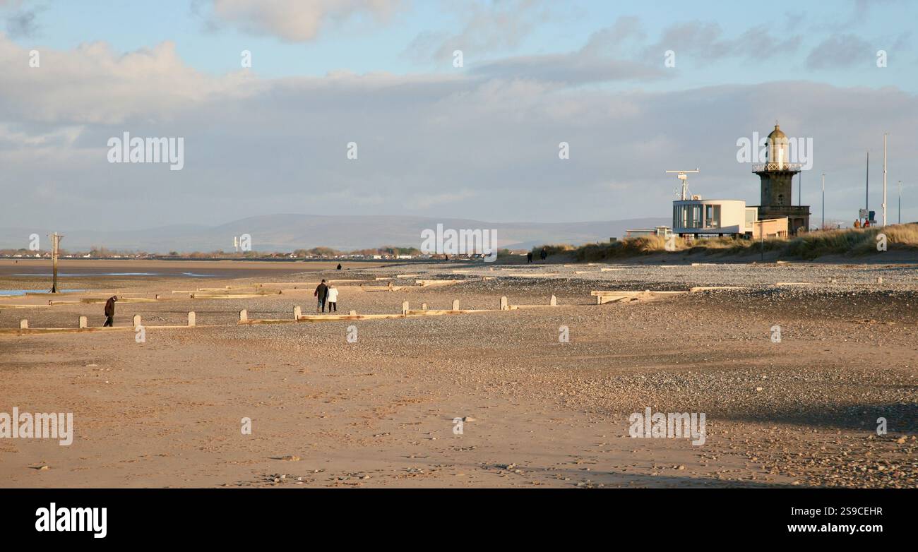A view of the beach, on a cold winters day, Fleetwood, Lancashire ...