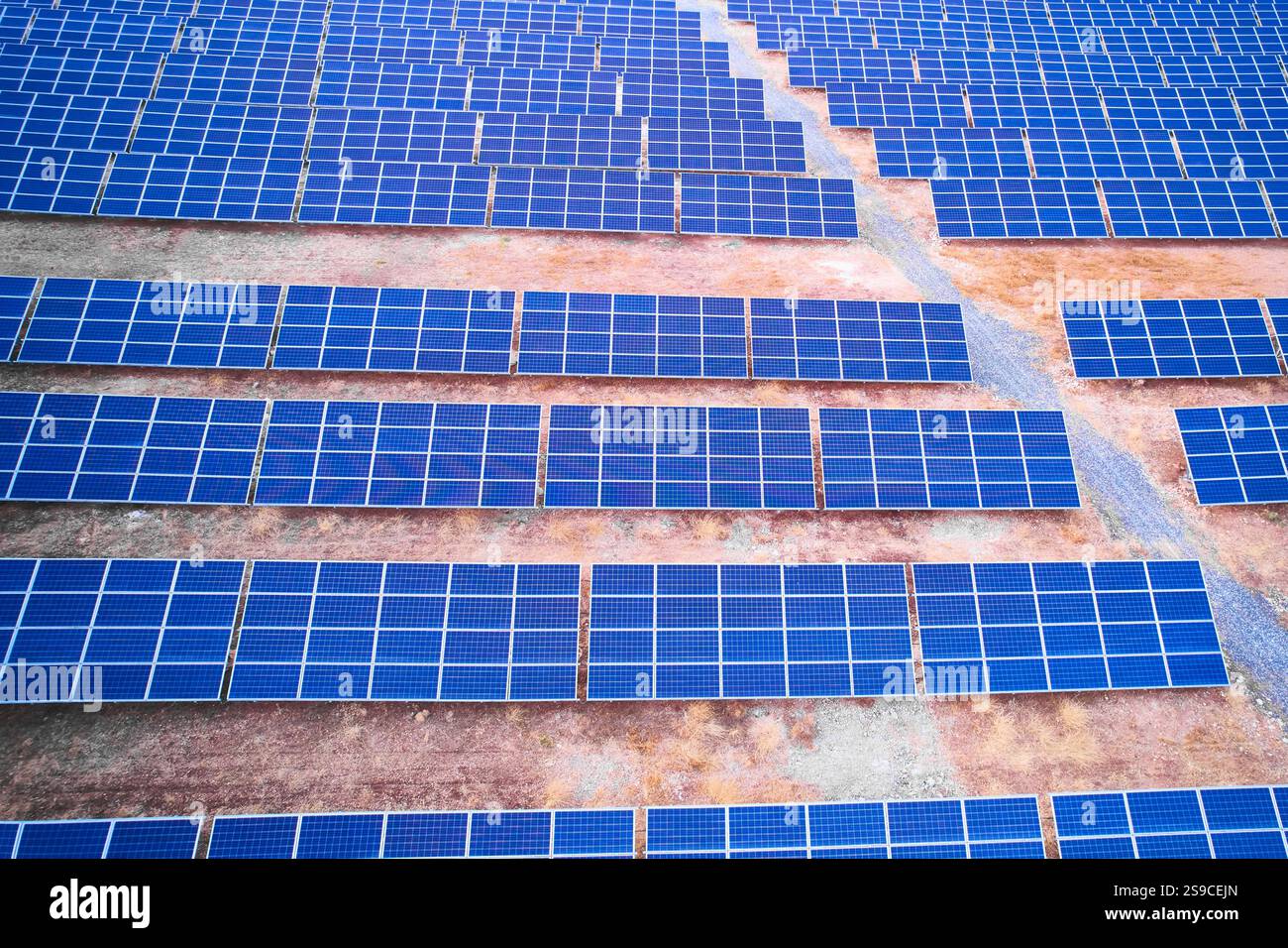 Aerial view of solar panel farm Stock Photo - Alamy