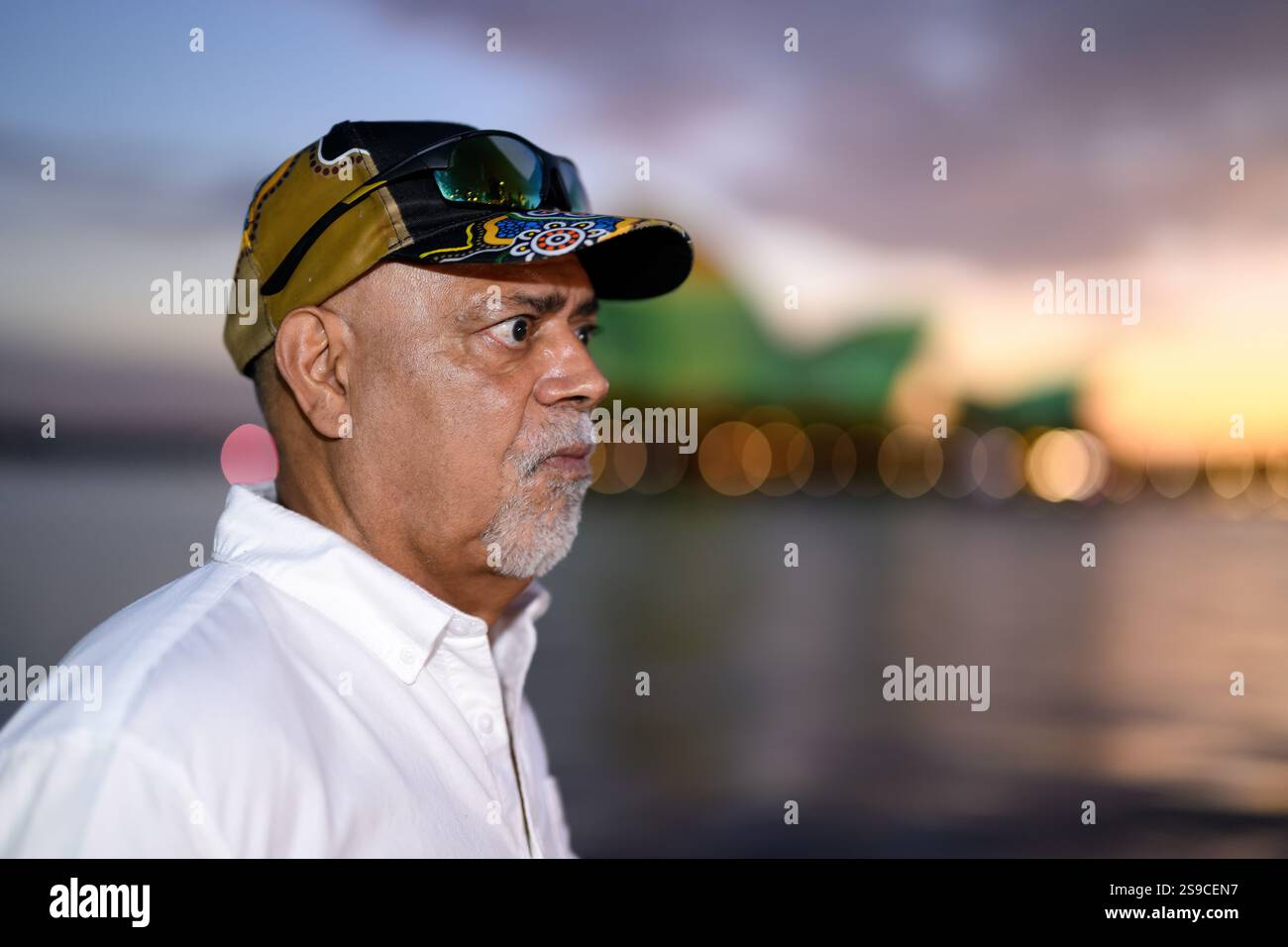 Indigenous artist James P Simon poses for a photo at the Dawn ...