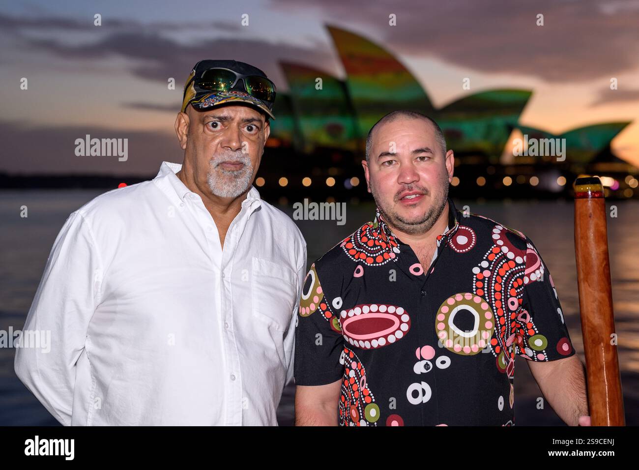 Indigenous artist James P Simon and Musician Cameron Leon at the Dawn ...