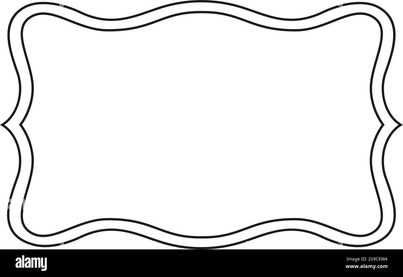 Wavy double lines form a decorative rectangular frame, providing a ...