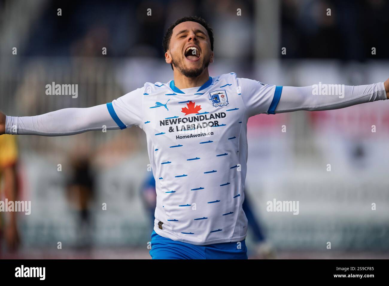 Barrow's Tyler Smith celebrates after scoring their second goal during ...