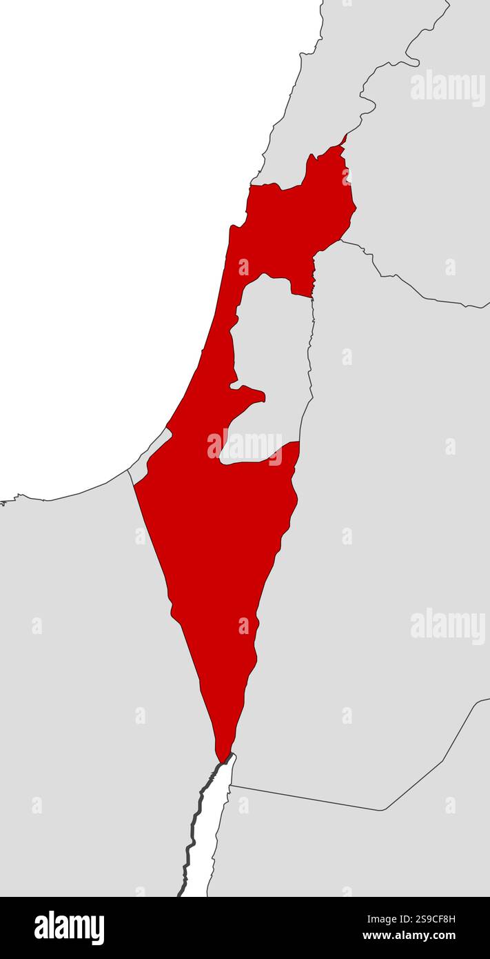 Map of Israel and nearby countries, Israel is highlighted in red Stock ...