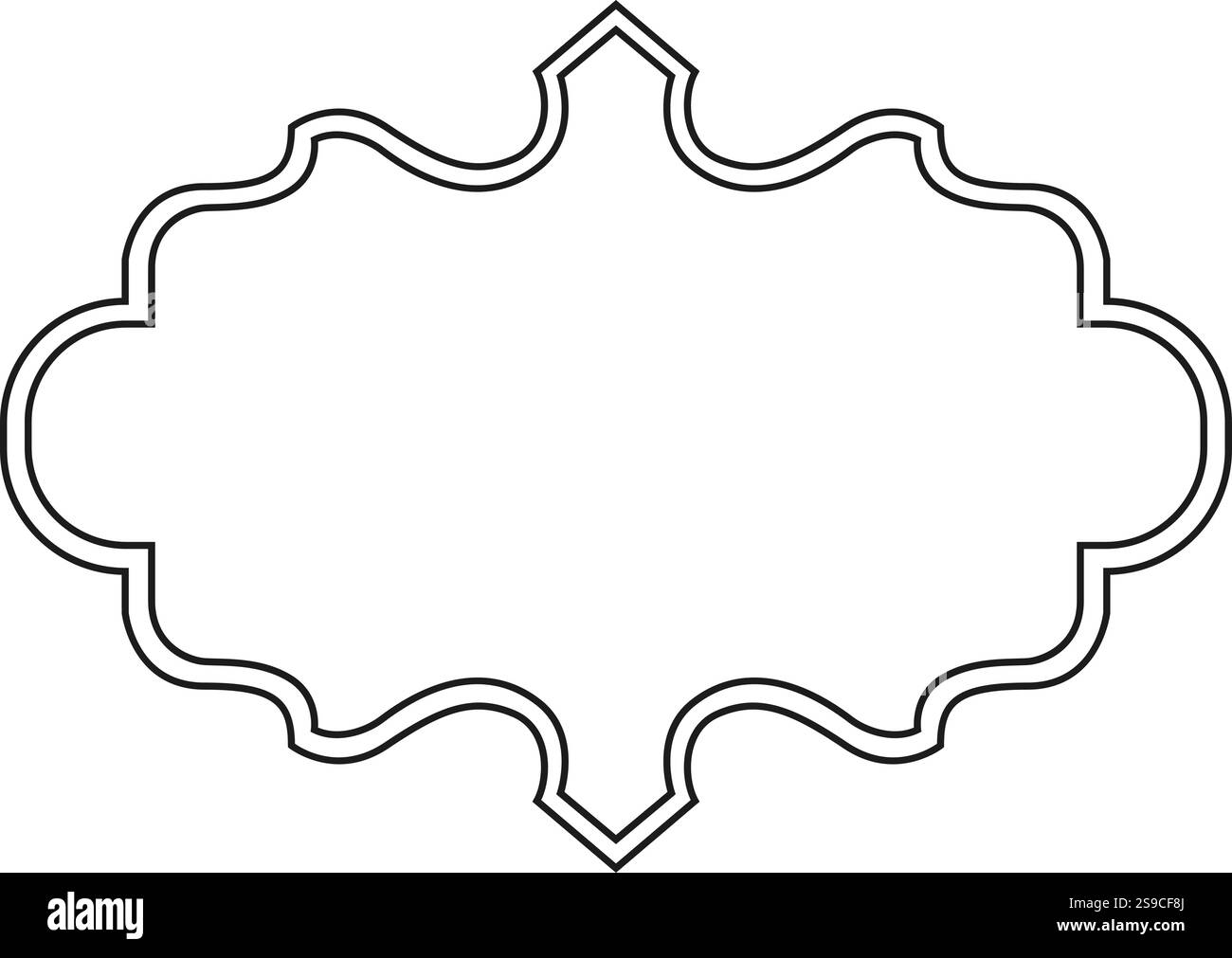 Elegant black wavy frame with pointed diamond tips creating vintage ...