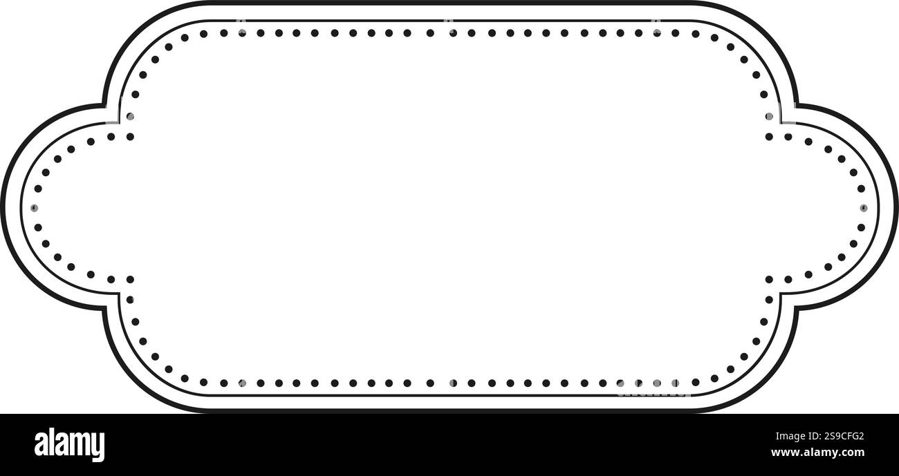 Horizontal vintage frame with dotted lines along rounded edges, forming ...