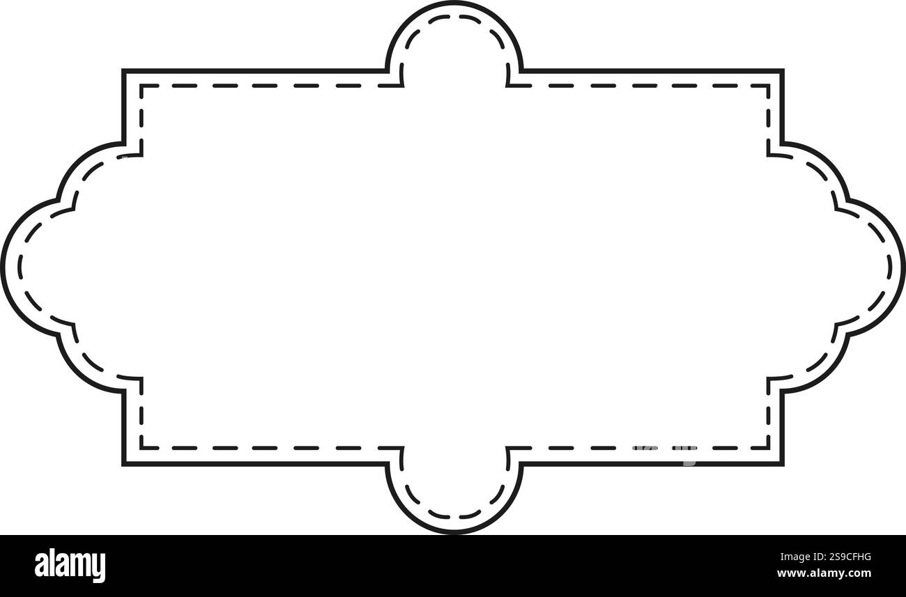 Simple rectangular frame featuring rounded edges with a scalloped ...