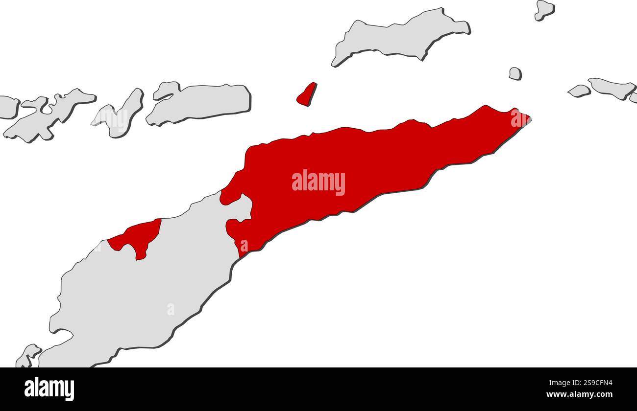 Map of East Timor and nearby countries, East Timor is highlighted in ...
