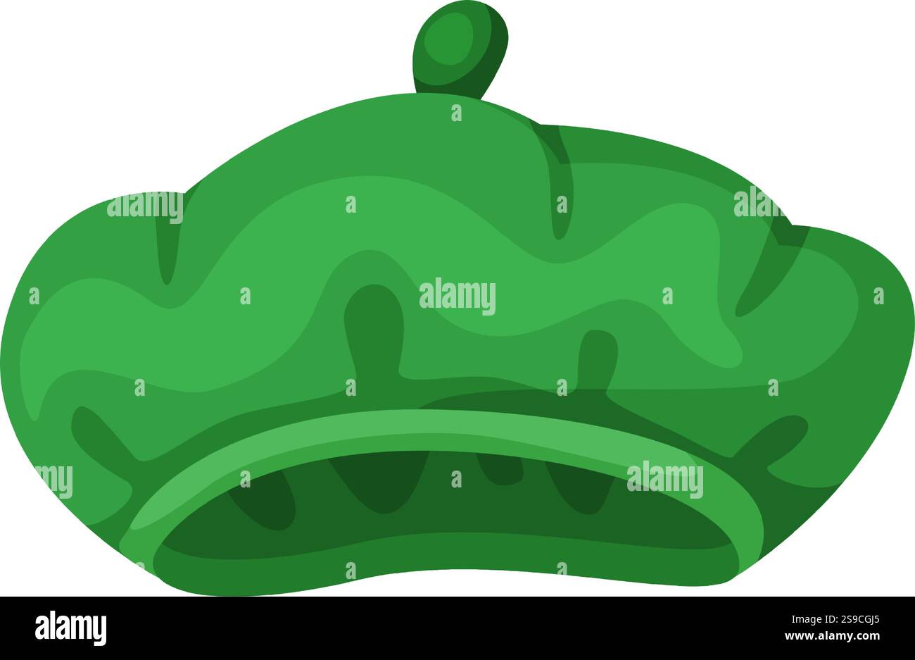Illustration of a vibrant green beret hat featuring a unique artistic ...