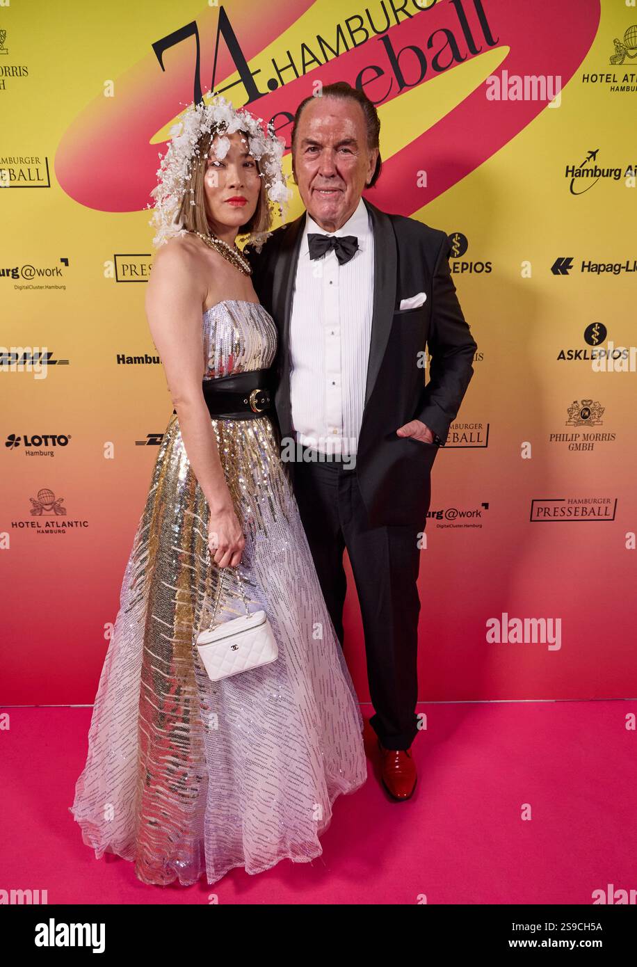 25 January 2025, Hamburg: Jürgen Hunke, entrepreneur, and his wife Chun ...