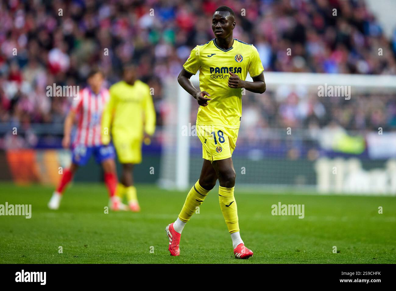 MADRID, SPAIN - JANUARY 25: Pape Gueye of Villarreal CF during the La ...