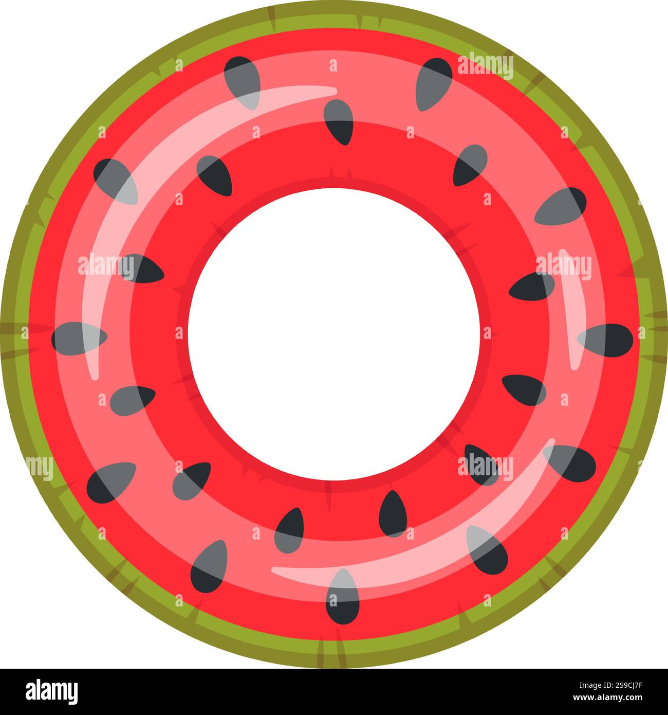 Vibrant illustration of a pool float shaped like a watermelon slice ...