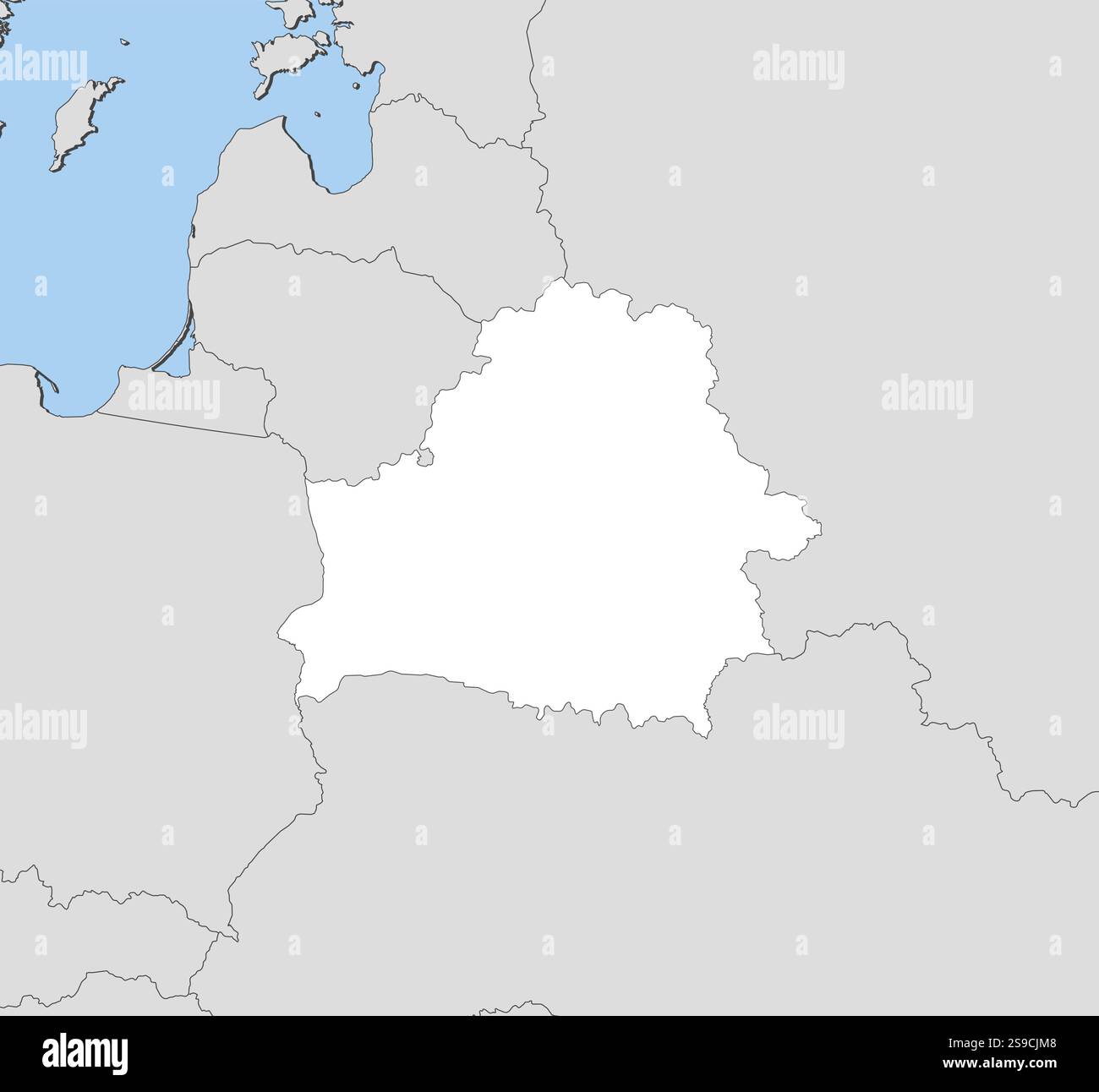 Map of Belarus and nearby countries, Belarus is highlighted in white ...
