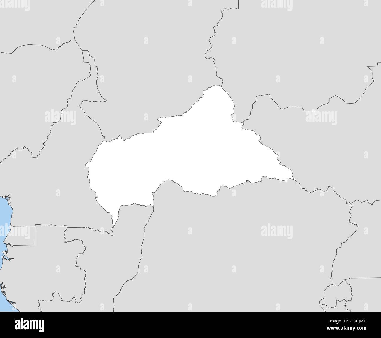 Map of Central African Republic and nearby countries, Central African ...