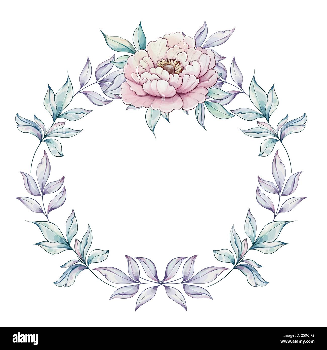 Elegant green peony leaves Stock Vector Images - Alamy