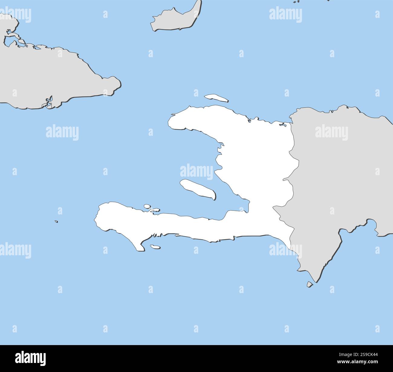 Map of Haiti and nearby countries, Haiti is highlighted in white Stock ...
