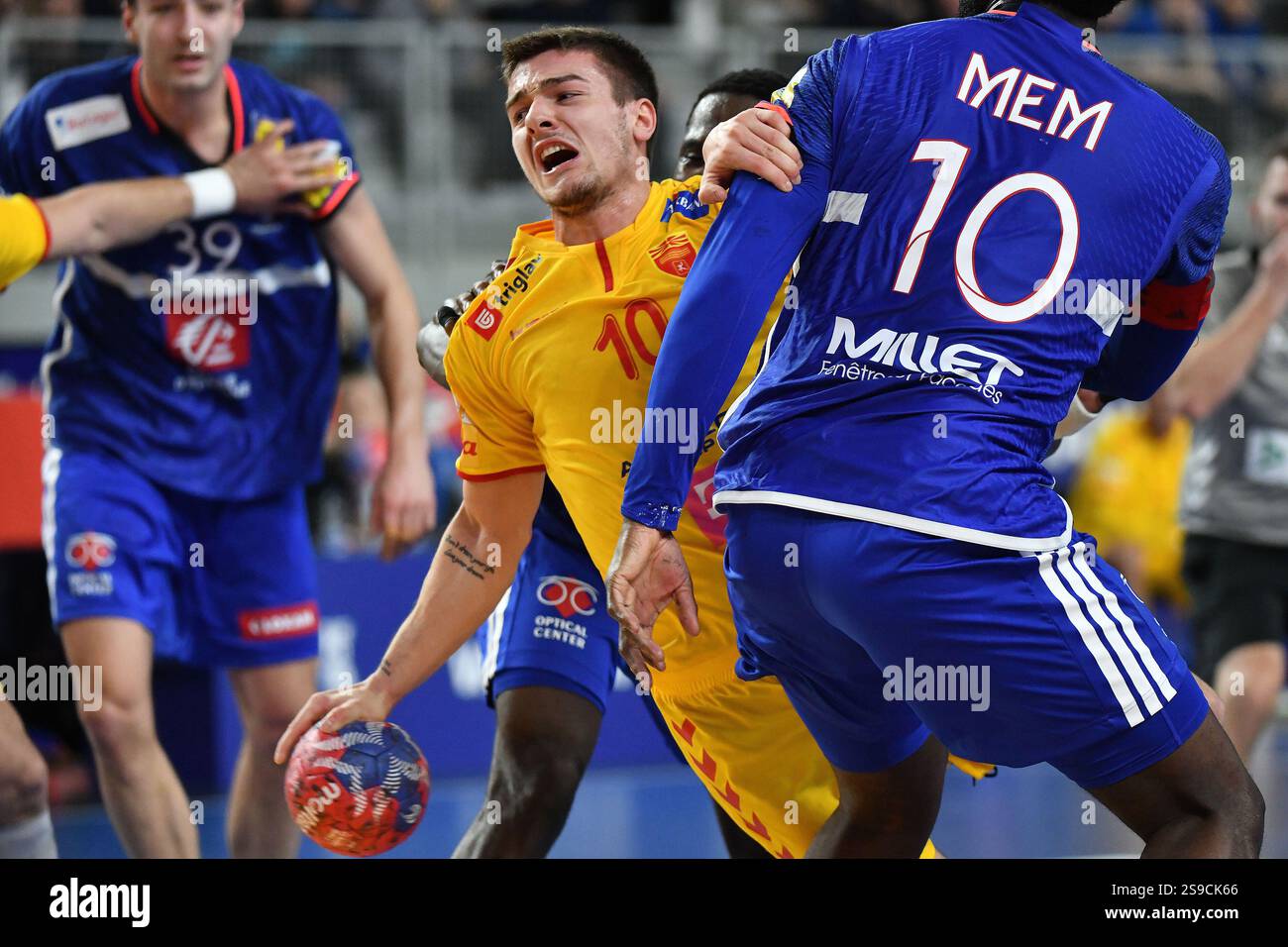 Marko Mitev of North Macedonia in action during the 2025 IHF Men's ...